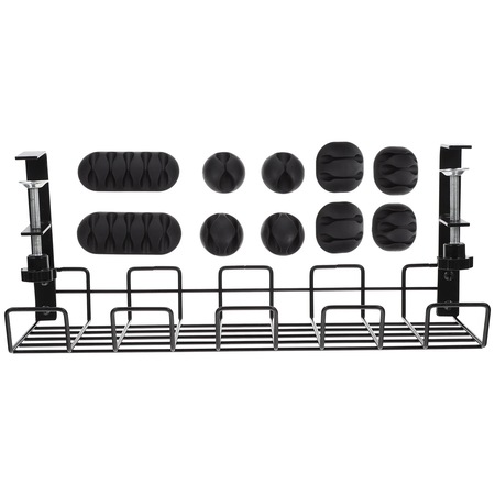 Set suport cabluri sub birou, 1 suport, 10 fixatoare, metal, compact ...