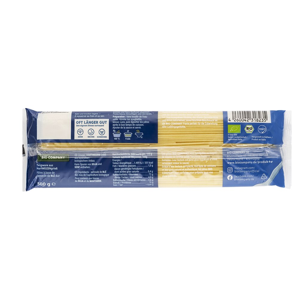 Paste Bio Spaghetti din Grau Dur Bio Company 500 g - eMAG.ro