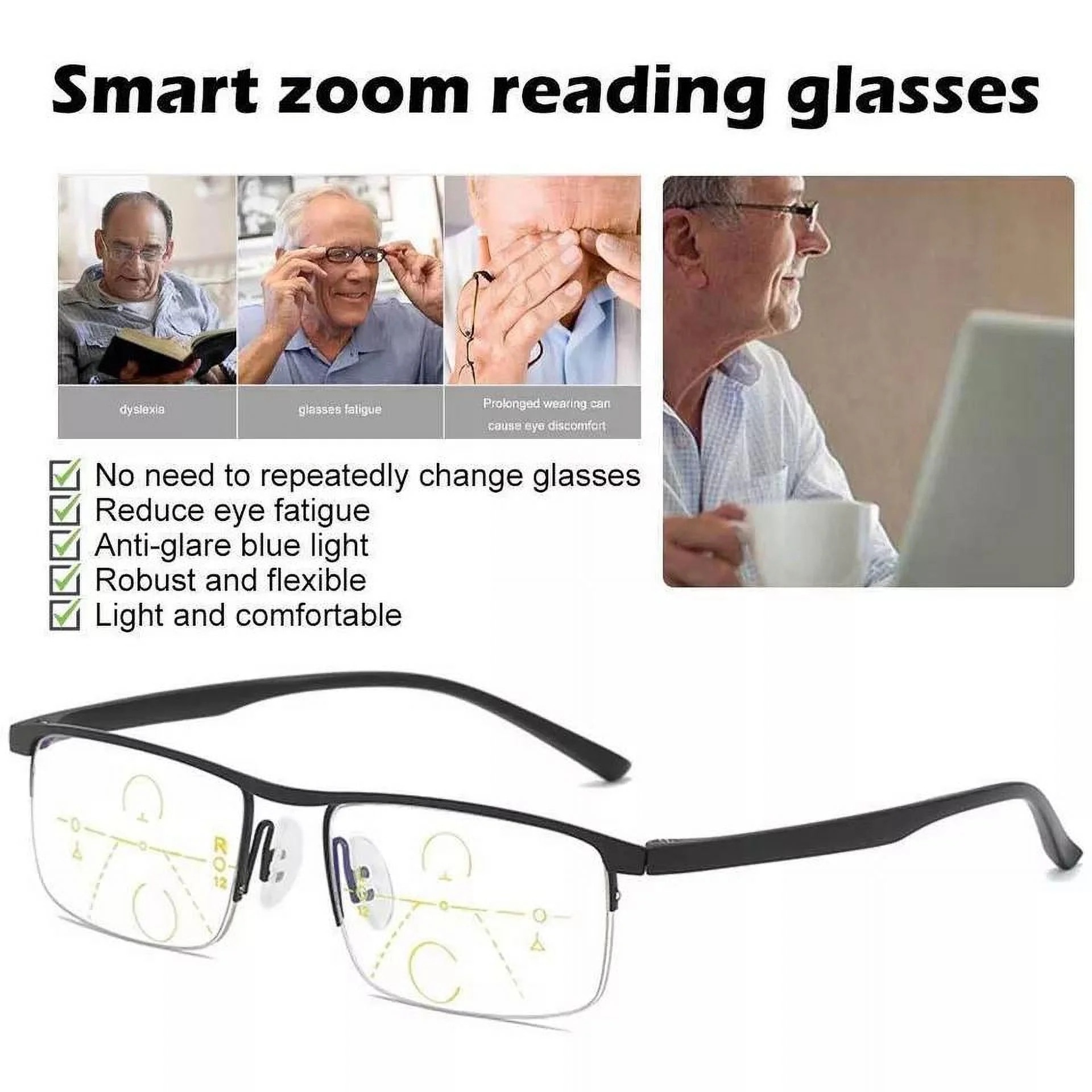 Ochelari progresivi multifocali, anti-lumina albastra, metalici, unisex ...