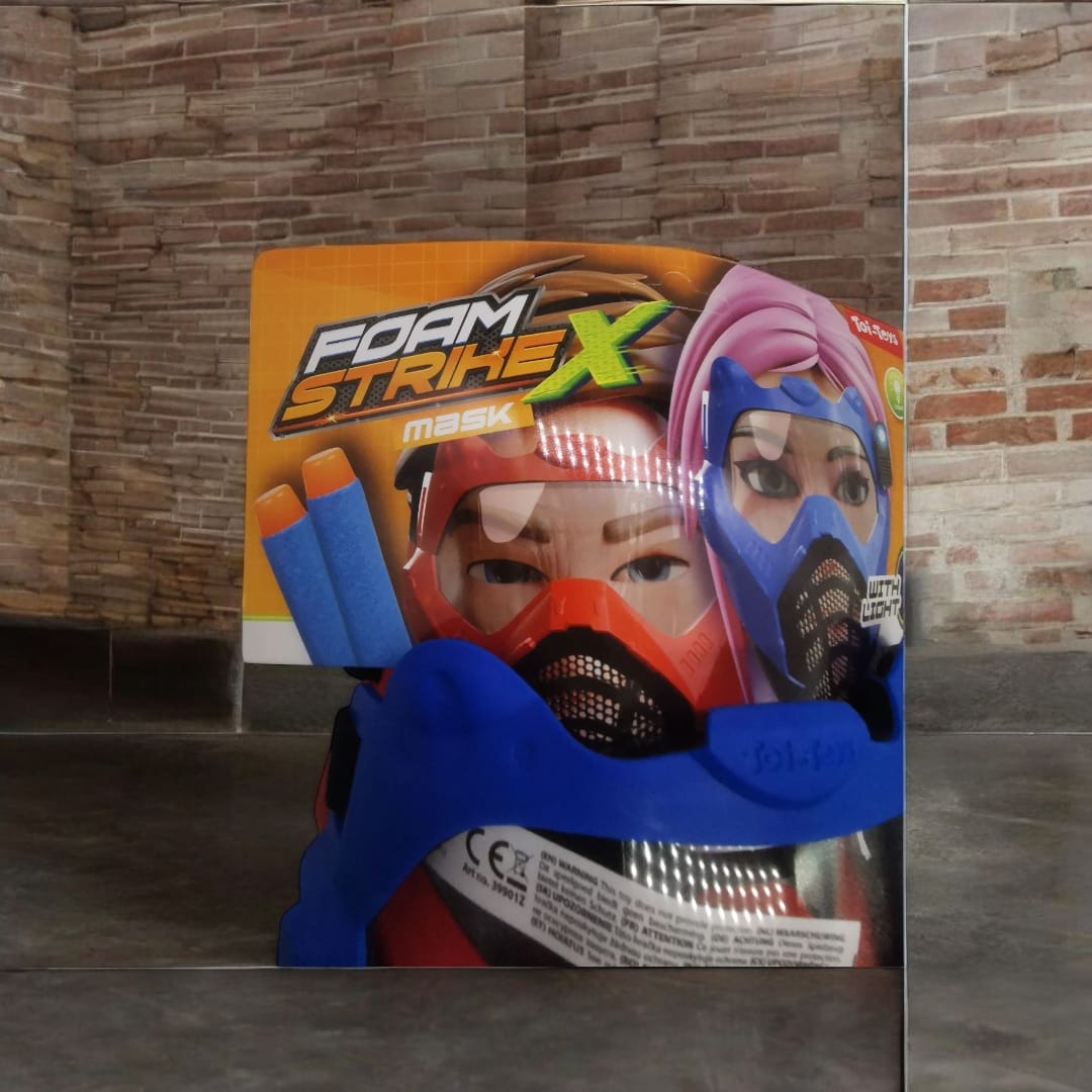 Védőmaszk Nerf lövedékekhez, Foam Strikex, LED lámpával, kék, 20 cm, VisionXXI - eMAG.hu