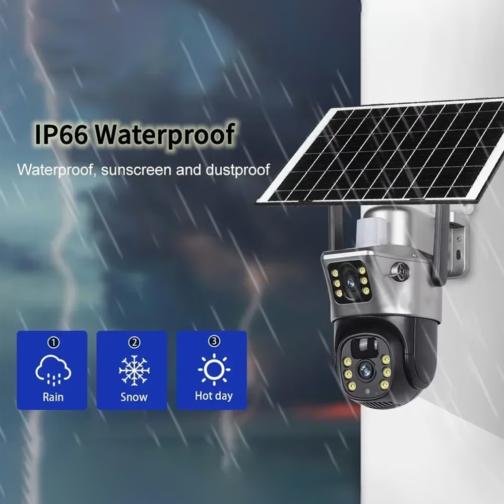 Camera Supraveghere Video Duala cu incarcare solara, Conexiune WIFI ...