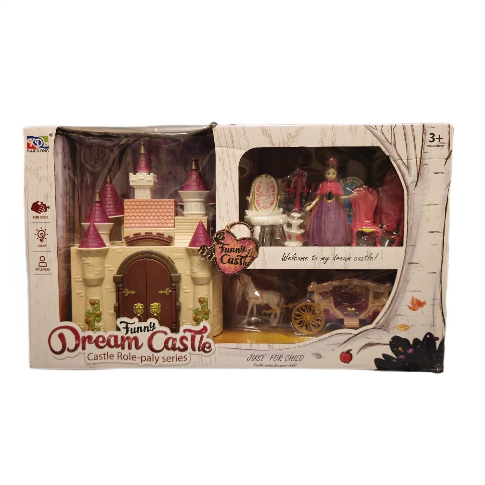 Set de joaca ANGMAD, format dintr-un castel tip casa de papusi, o ...