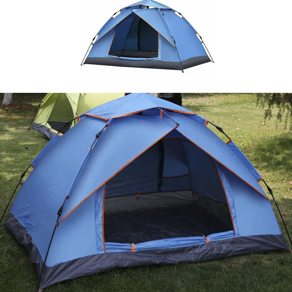 Cort camping automat, 3-4 persoane, impermeabil, albastru ...