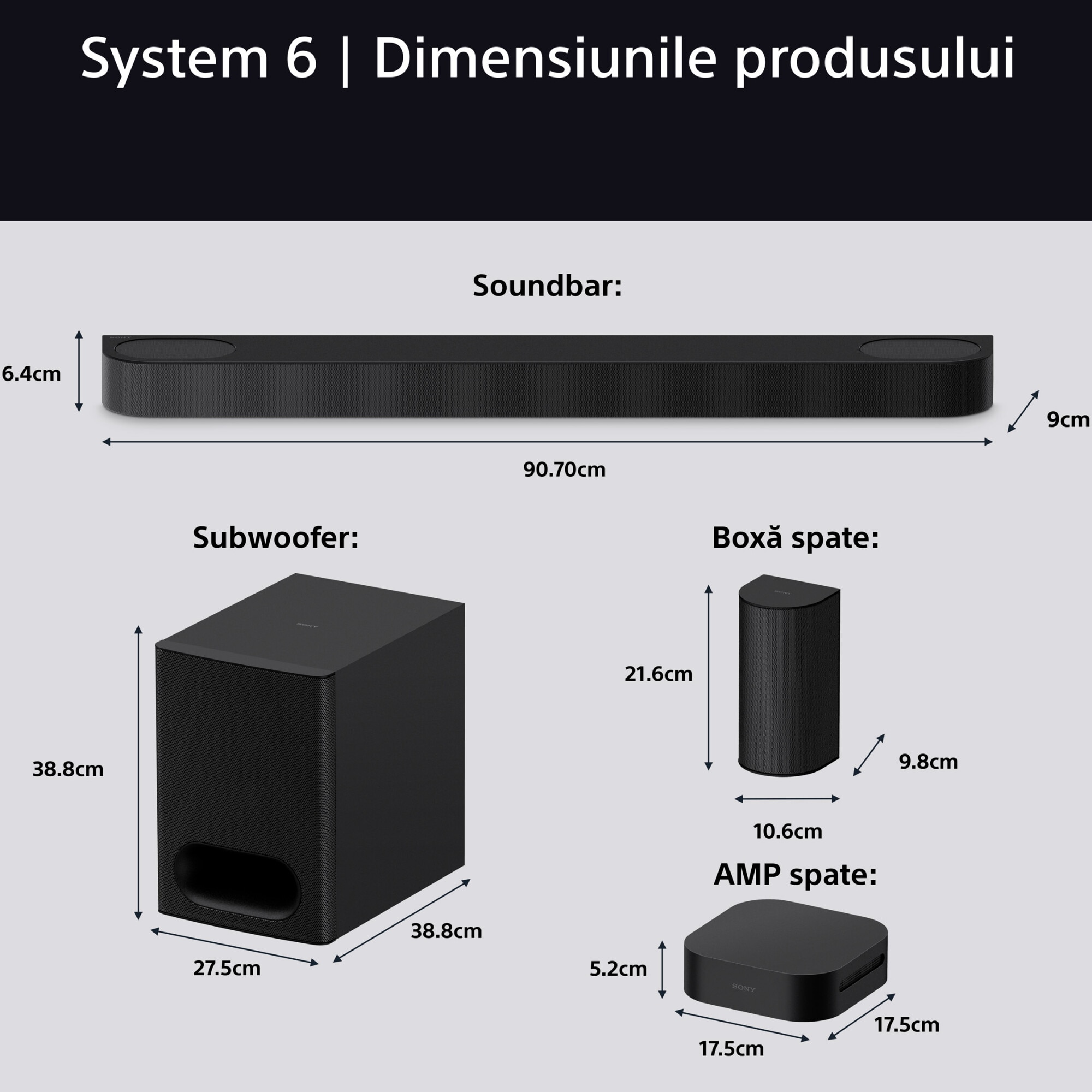 Soundbar Sony BRAVIA Theatre System 6 HT-S60, 5.1ch, 1000W, Dolby Atmos ...