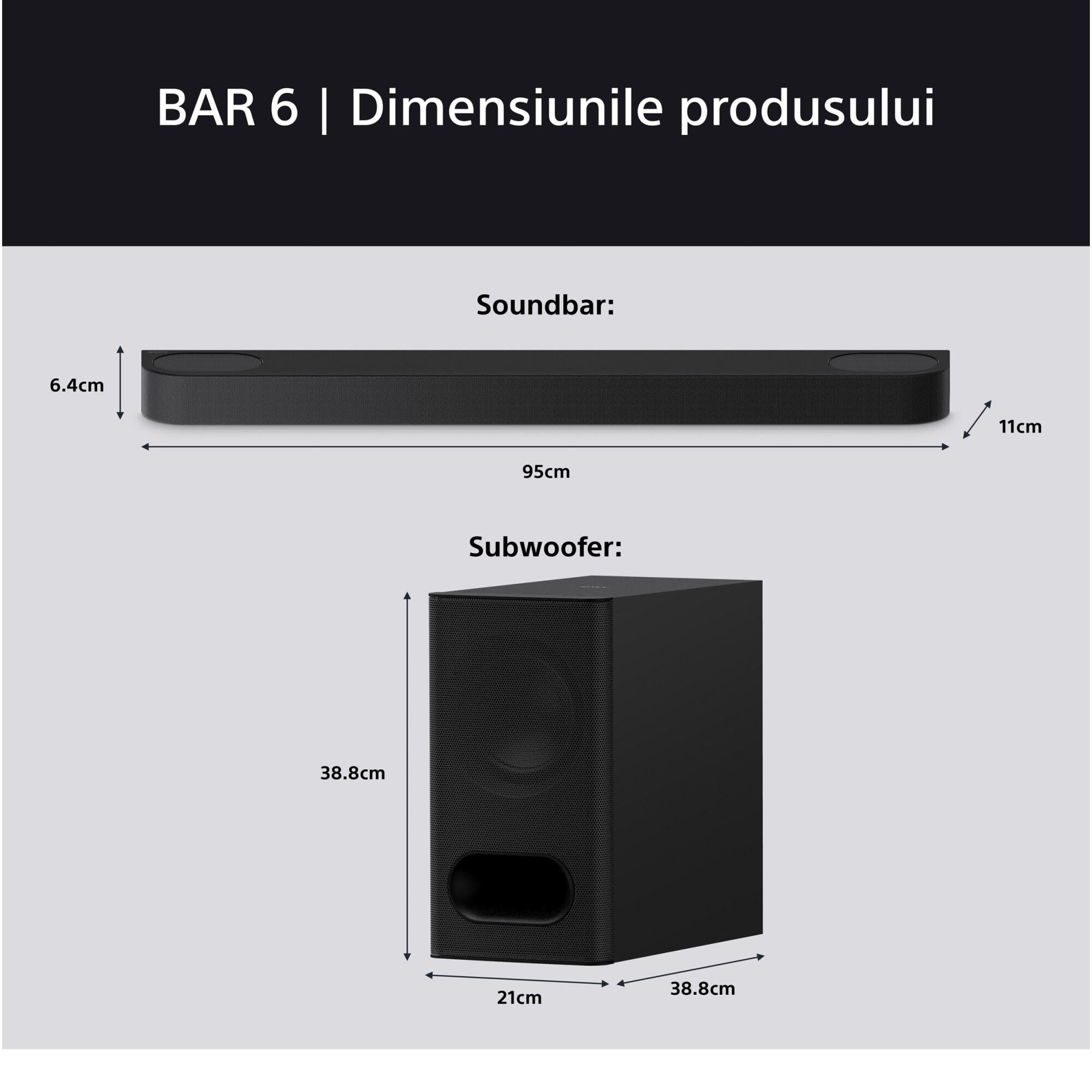Soundbar Sony BRAVIA Theatre Bar 6 HT-B600, 3.1.2ch, 350W, Dolby Atmos ...