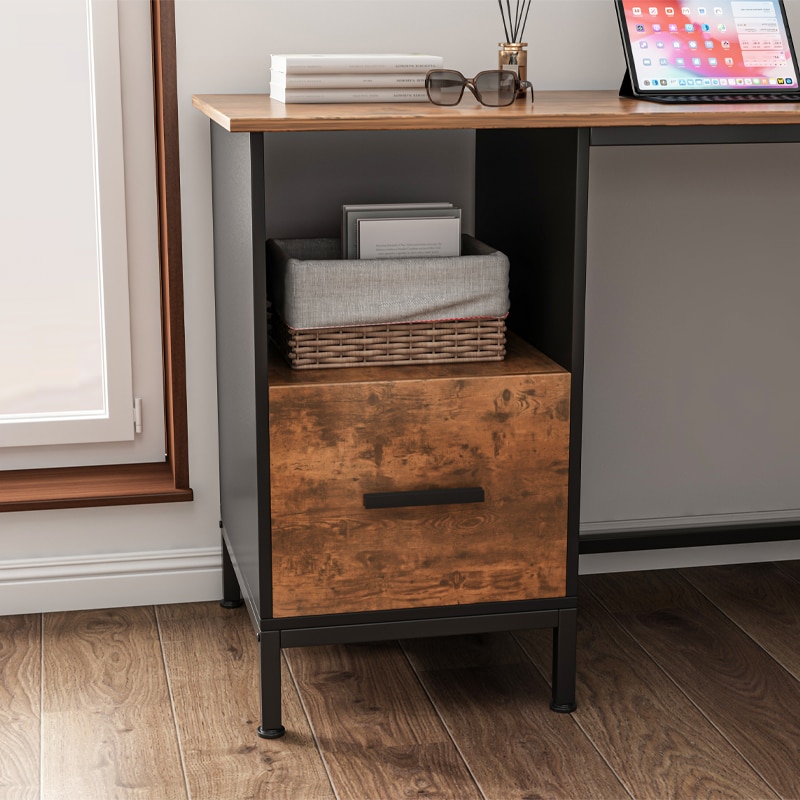 Rebiko Birou de colt in forma de L, cadru din otel, 150x137x75cm ...