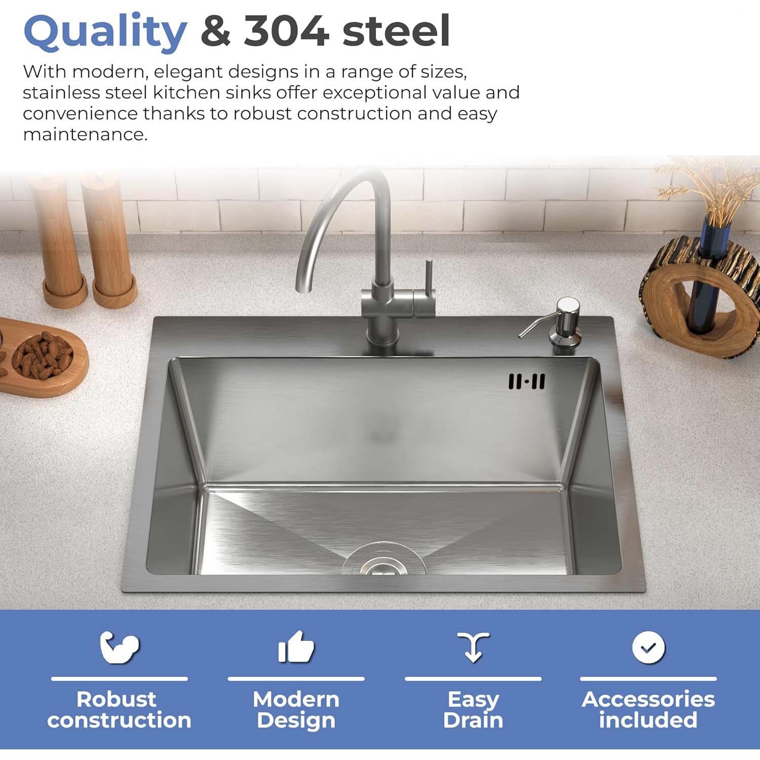 Chiuveta Bucatarie Inox Periat cu Sifon si Cos 60x45X21cm - eMAG.ro