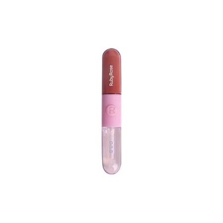 Ruj lichid mat + Luciu Transparent, DUO, Ruby Rose, D05 - eMAG.ro