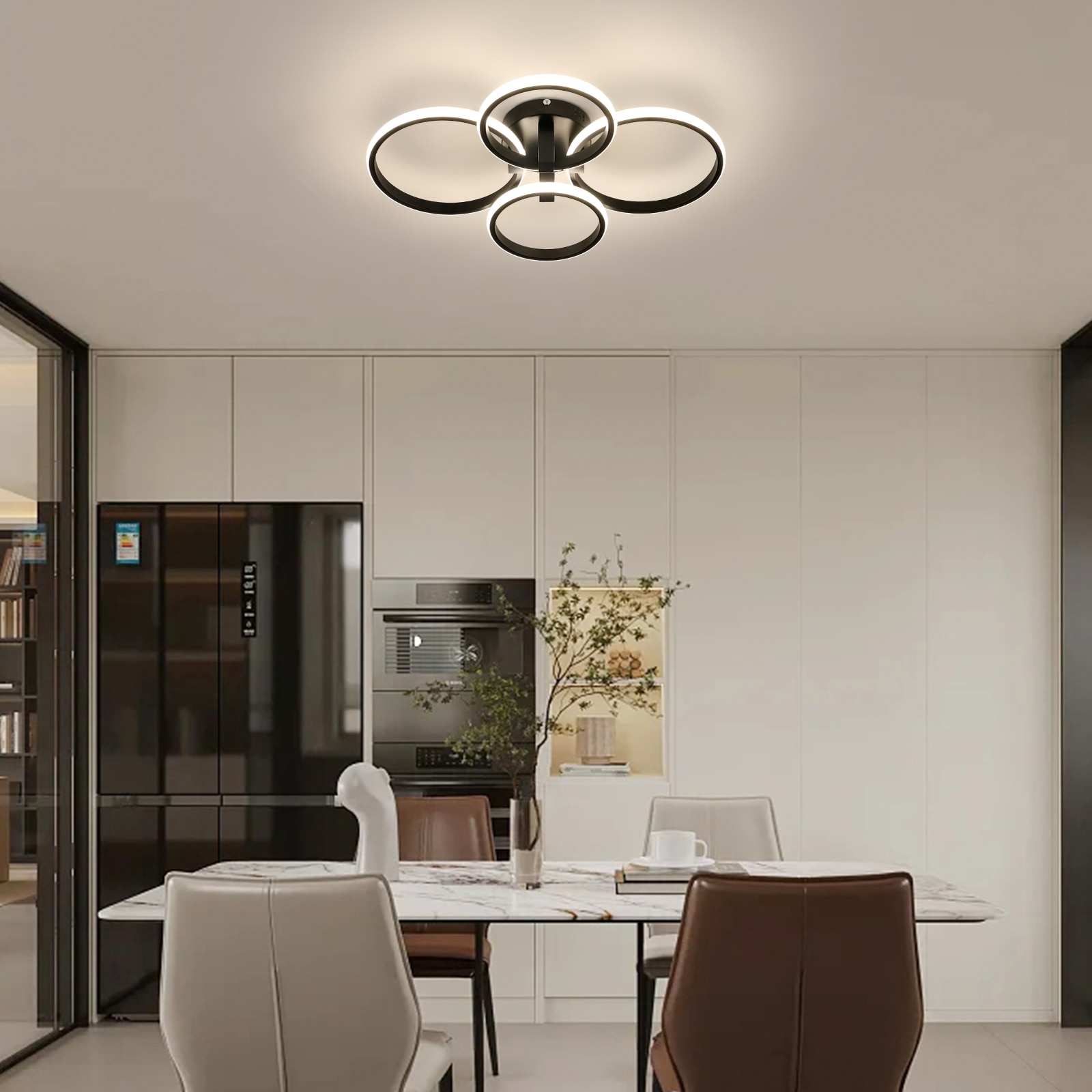 Plafoniera LED, Goeco，Negru, reglabila 3000K-6500K, Rotunda, 76 W, Cu ...