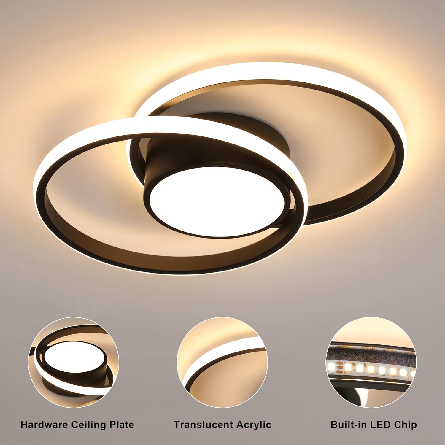 Plafoniera LED, Goeco, 40CM, 40W, 4500LM, Reglabila cu telecomanda ...