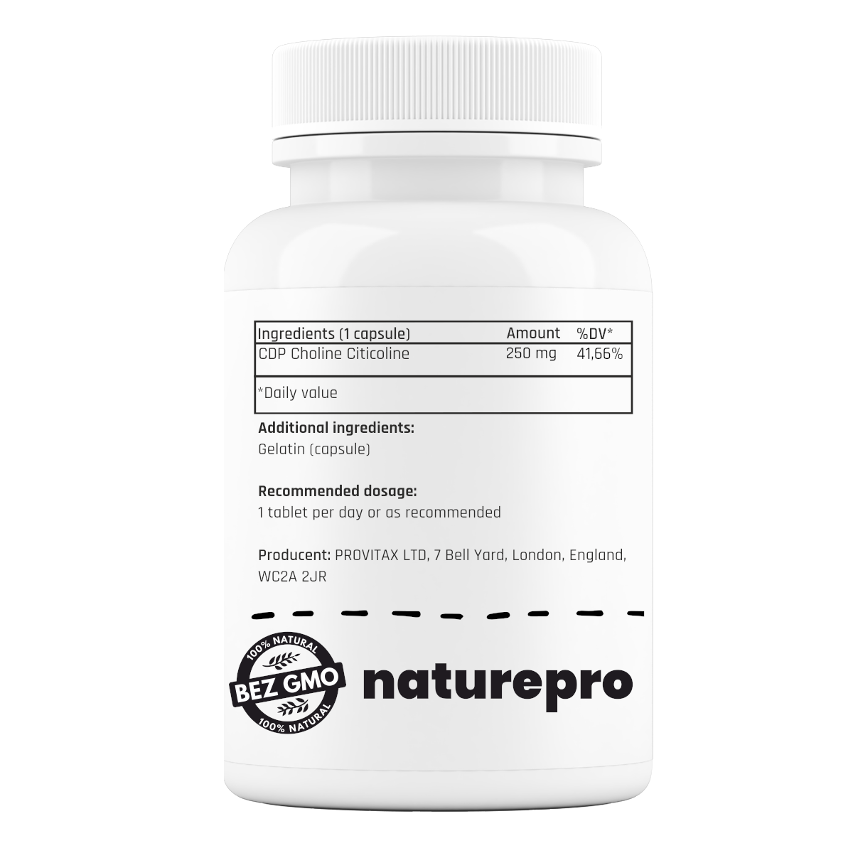 Supliment CDP Choline, Provitax, 250 mg, 60 capsule, colina, pentru ...