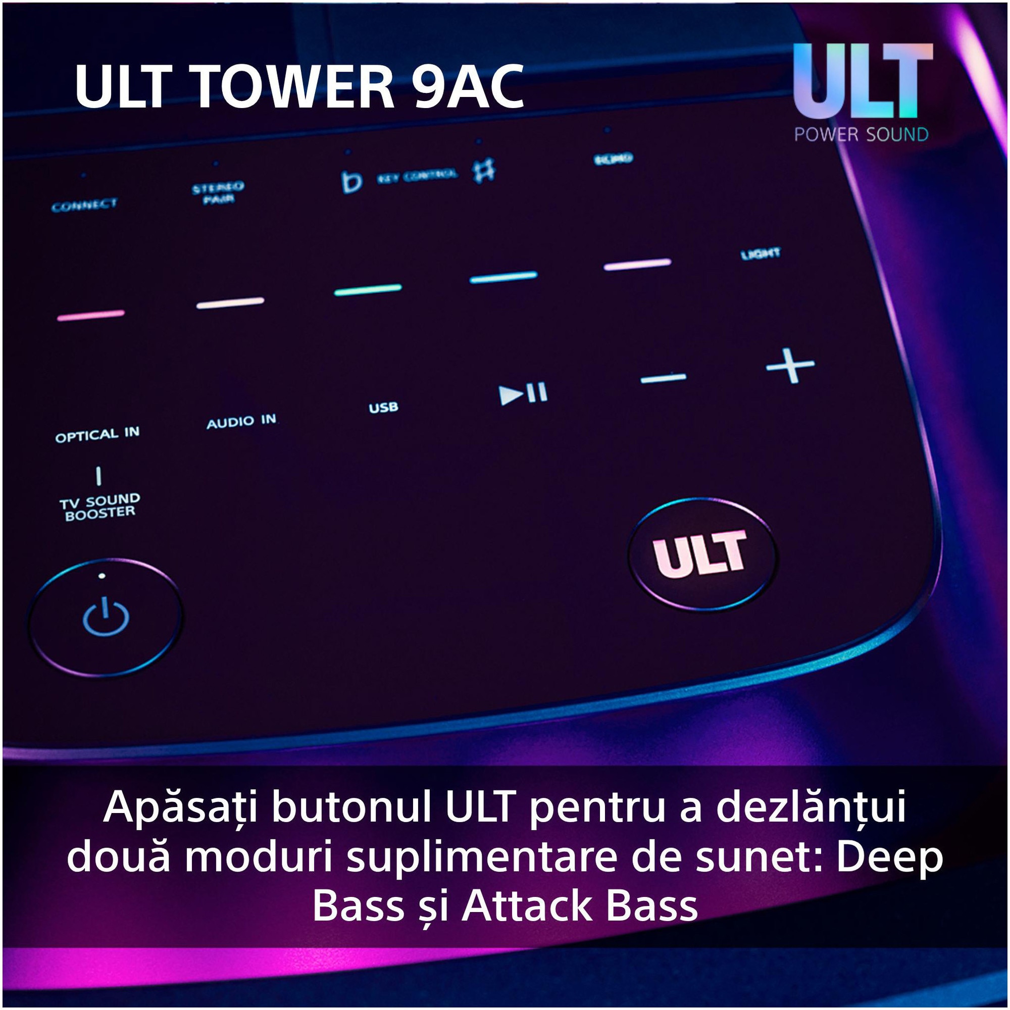 Sistem audio Sony ULT TOWER 9AC, Bluetooth 5.3, 2 moduri ULT Power ...
