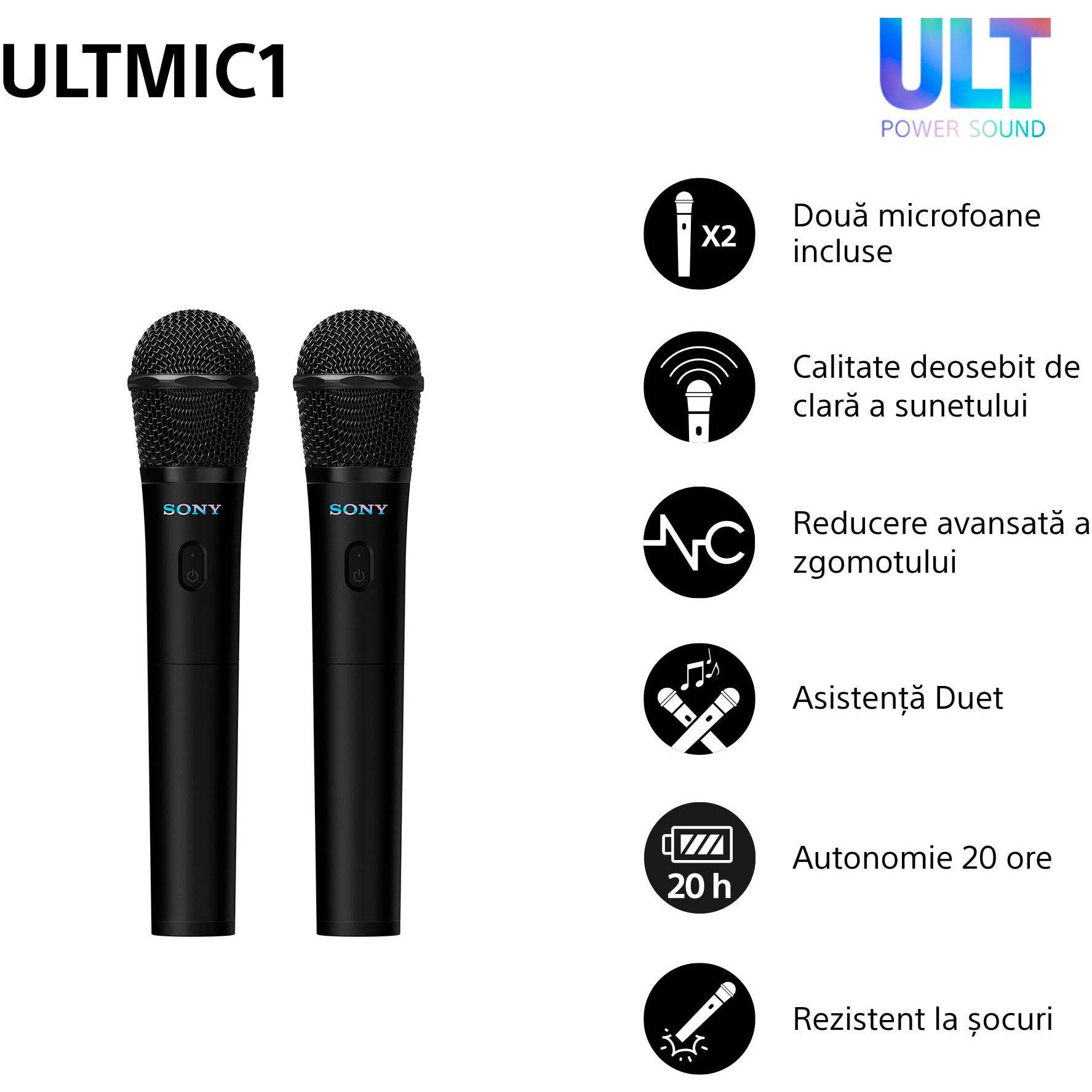 Set 2 microfoane wireless Sony ULT MIC, Receiver wireless, Advanced ...