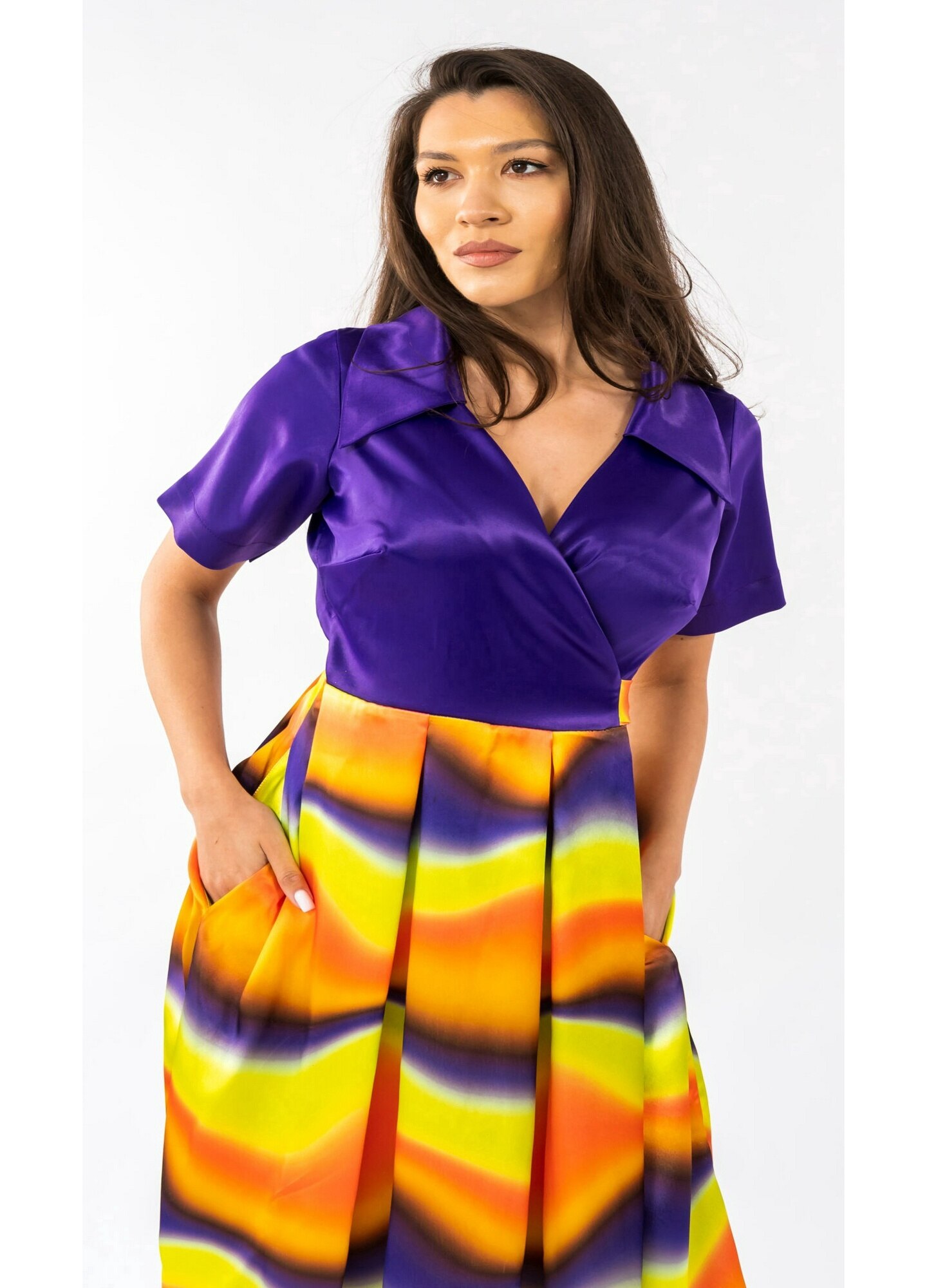 Rochie Violet cu Degrade Vibrant Sofia - M(38) - eMAG.ro