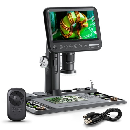 Дигитален микроскоп Inskam 318, 1600x, 12 Mpx, LED, 7" - eMAG.bg