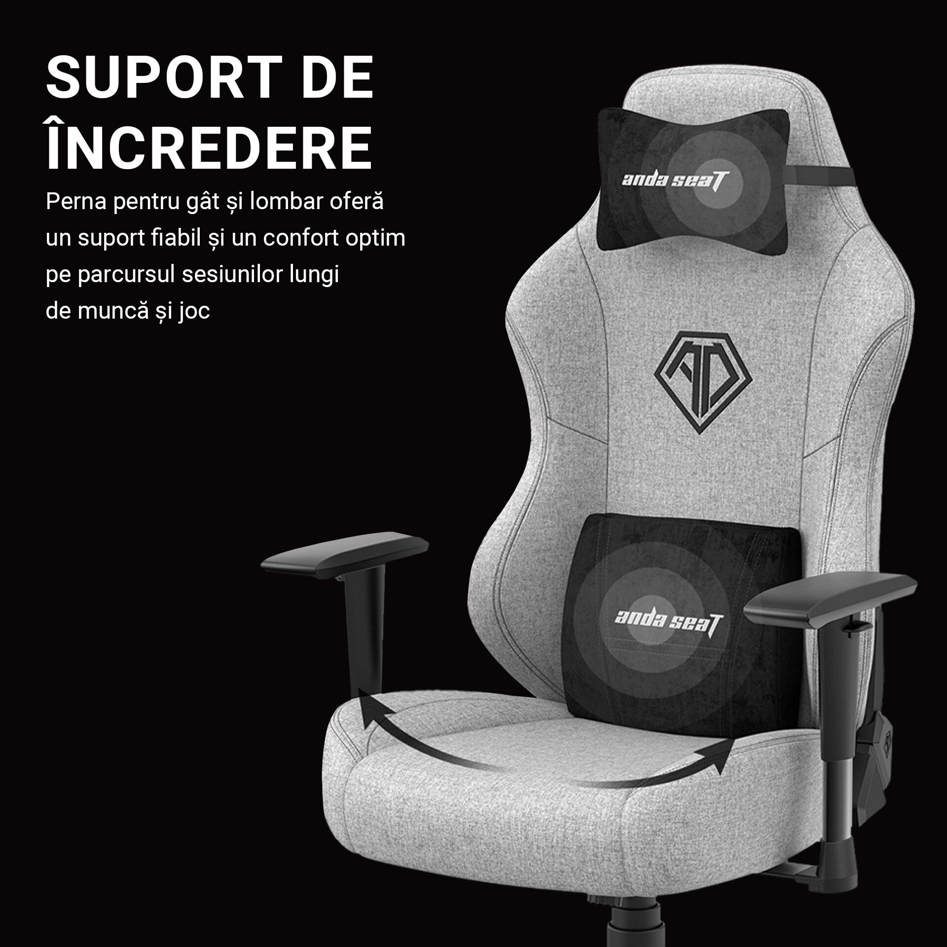 Scaun de gaming, Anda Seat, Phantom 3 L, Material textil (Fabric ...