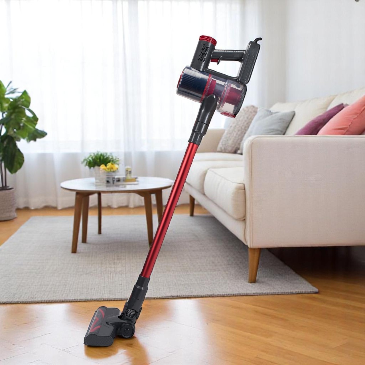 Aspirator vertical cu fir, 900W, fara sac, capacitate 0.7L, raza de ...