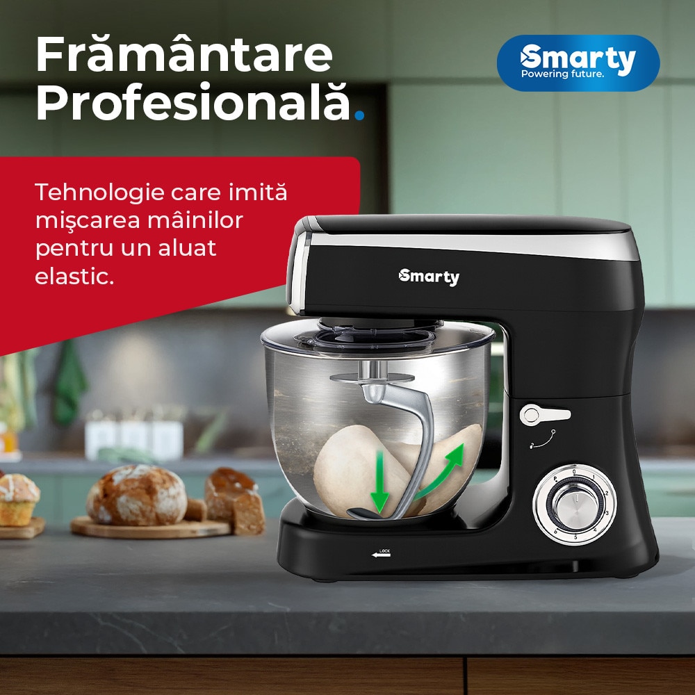 Mixer cu bol din inox (Robot de bucatarie) Smarty® M2 Pro Taste, 1500W ...