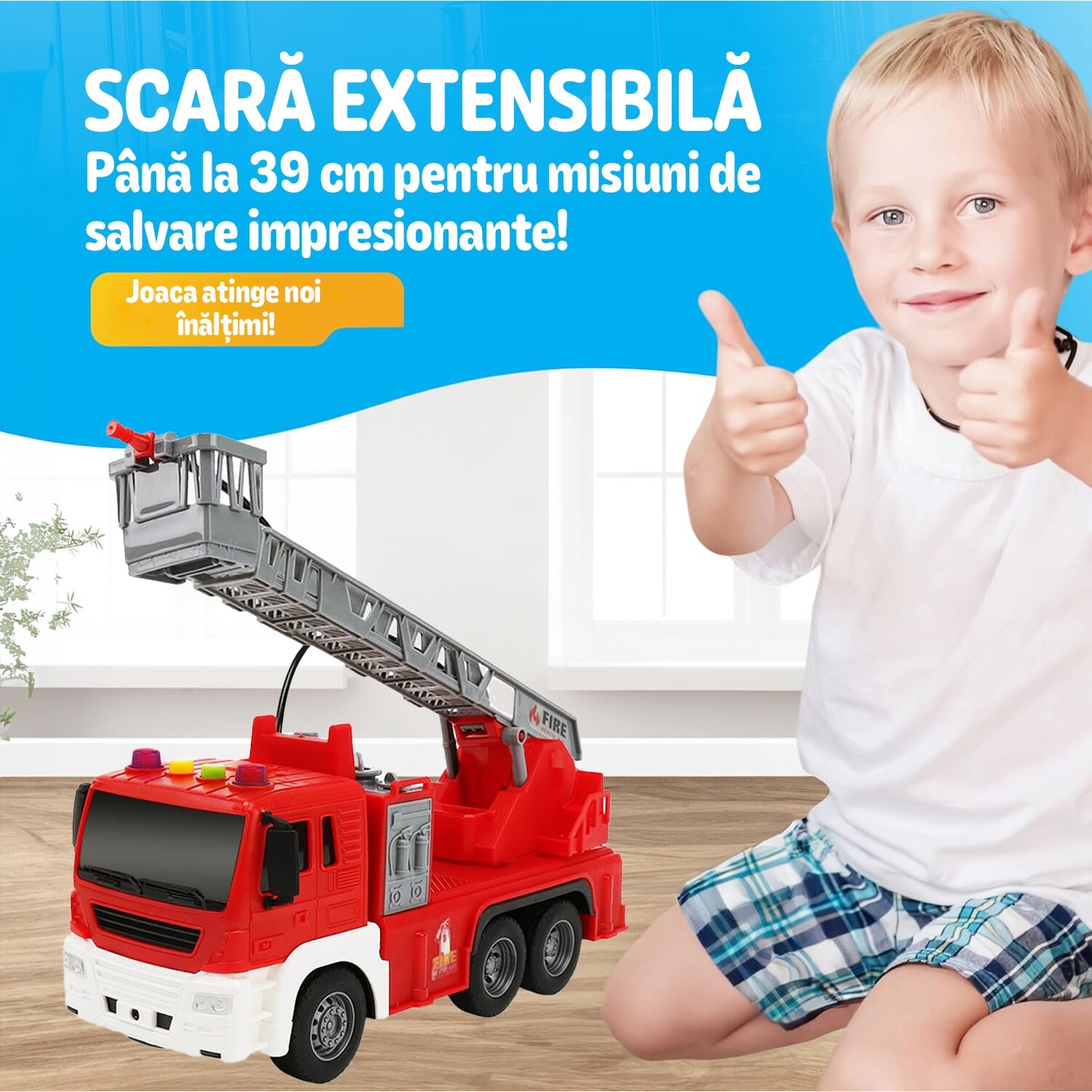 Masina de Pompieri Interactiva Pitikot® - Furtun de Apa Real – Scara ...