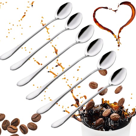 Set 6 linguri lungi din inox pentru latte, DECORTREND, design elegant ...