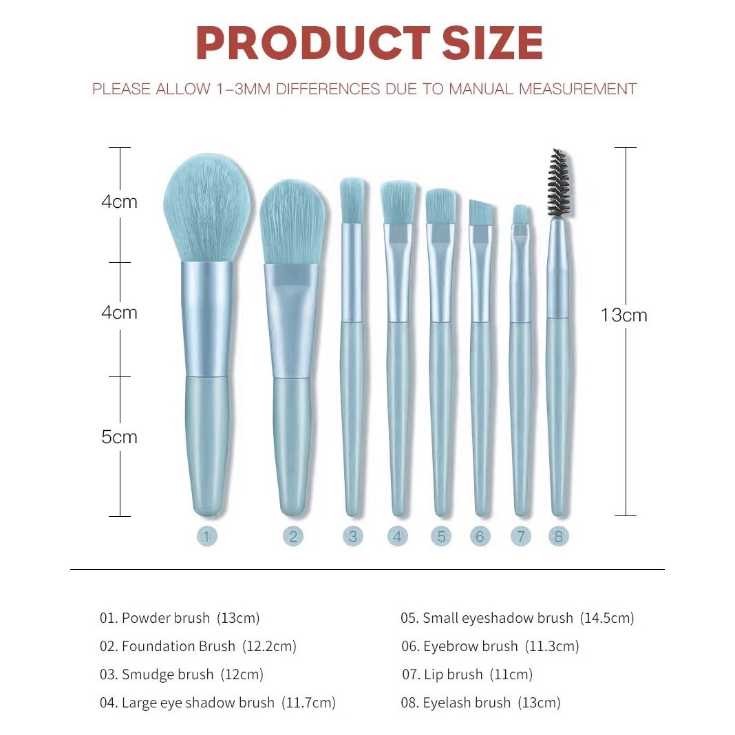 Set 8 pensule make-up, Sela Glam Touch, turquoise - eMAG.ro