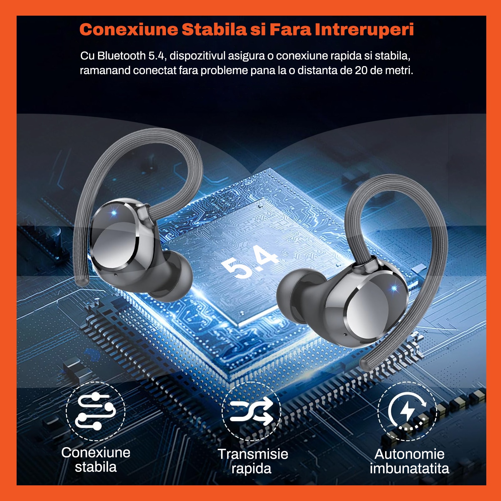 Casti Audio Wireless fara Fir RUNEX®, Model Race TX10, Design Sport ...
