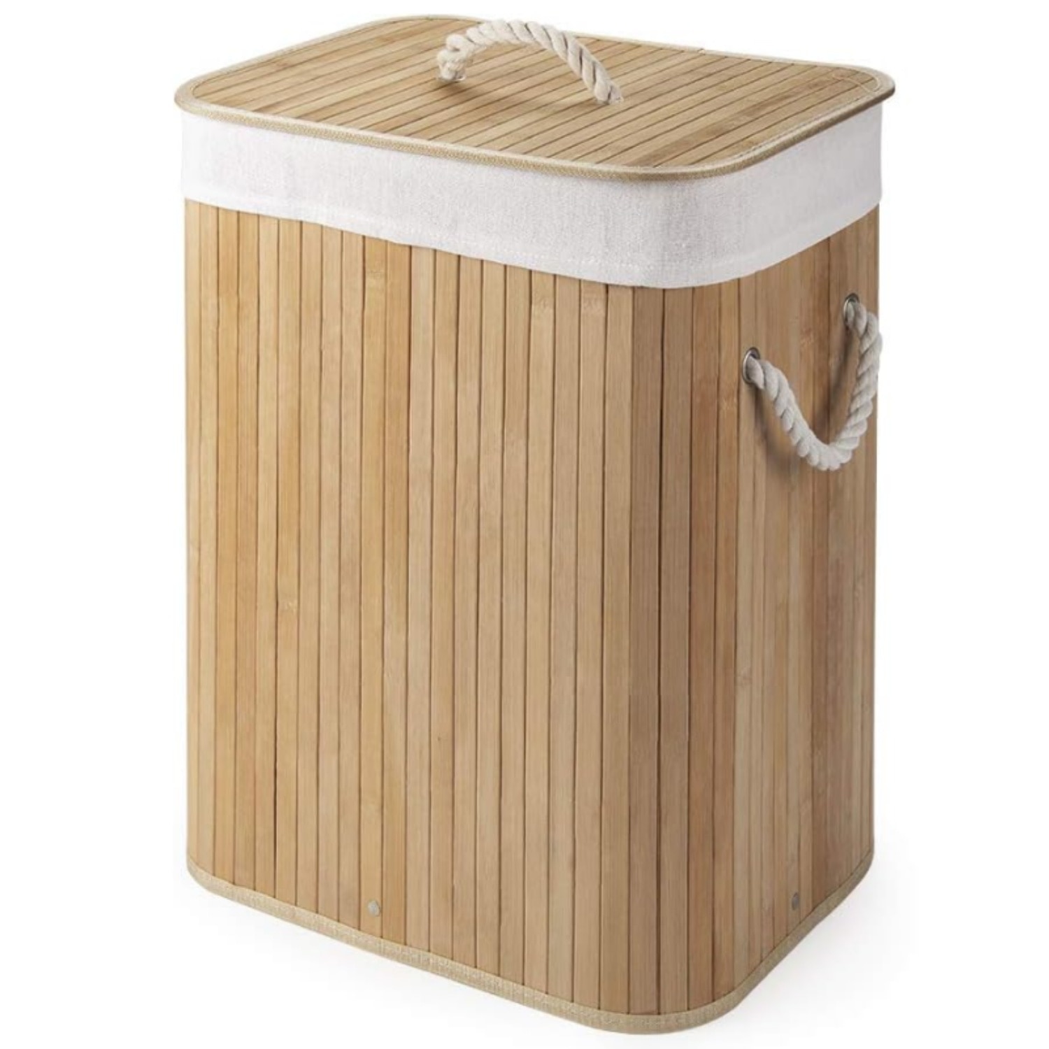 Cos de rufe, ZOLTA, bambus, capac, 80l, 60x42.5x32.5cm - eMAG.ro