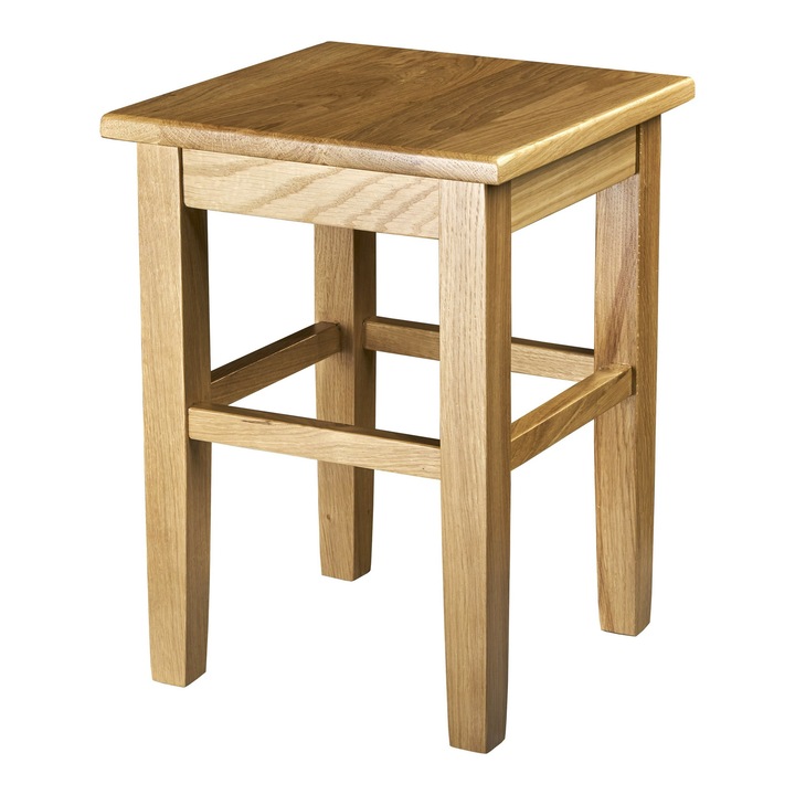 Taburet lucrat manual din lemn masiv de stejar cu finisaj premium - eMAG.ro