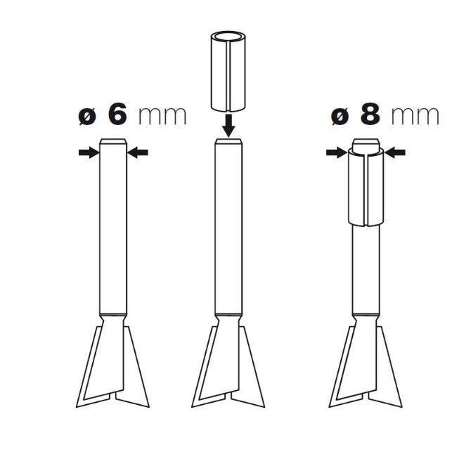Adaptor-amplificator pentru diametrul cozii la freze cu coada 8 mm > 12 ...