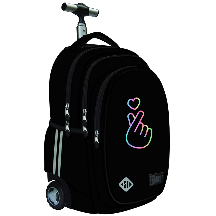 Ghiozdan Troler, St.Right, Roti Silicon, Impermeabil, Pastel K-Pop TB01 ...