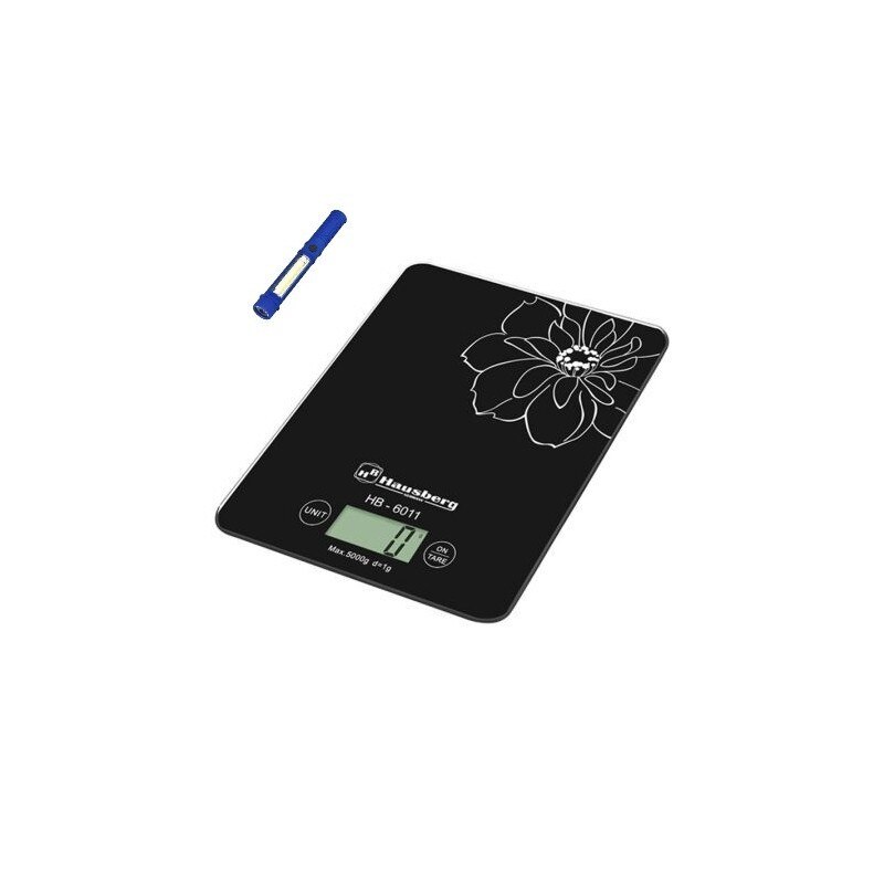 Cantar de bucatarie Hausberg, 5 kg, LCD, negru si lanterna - eMAG.ro
