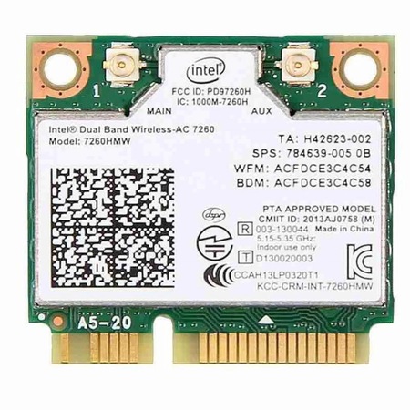 Placa de retea, Intel 7260AC, 802.11AC, 2.4G 300Mbps, 5G 867Gbps, MINI ...
