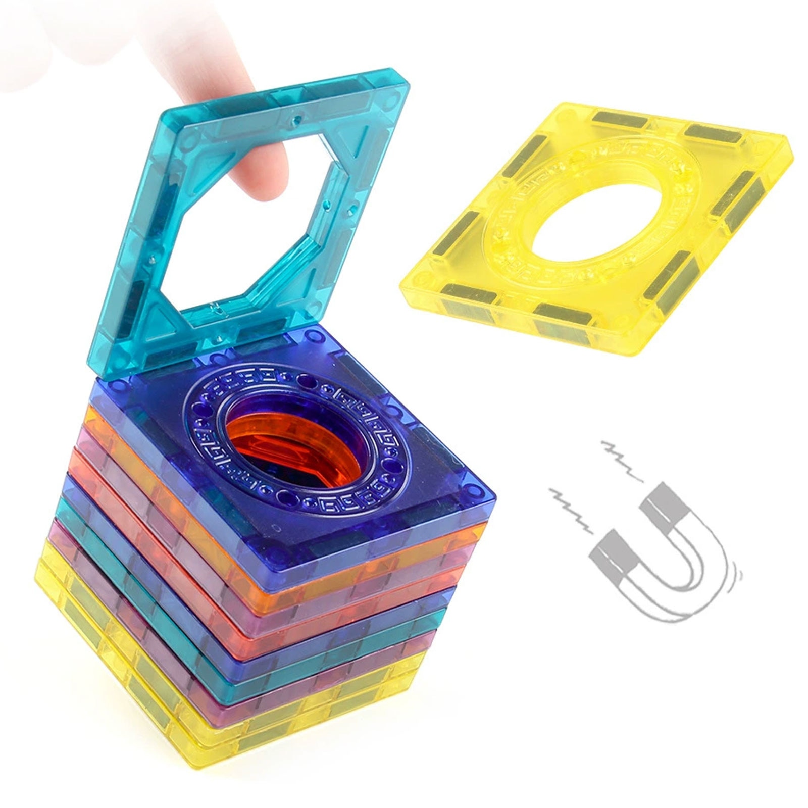 Set de constructie Umetoop, 105 placi magnetice, 2 masinute, pentru ...
