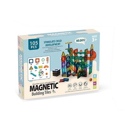 Set de constructie Umetoop, 105 placi magnetice, 2 masinute, pentru ...