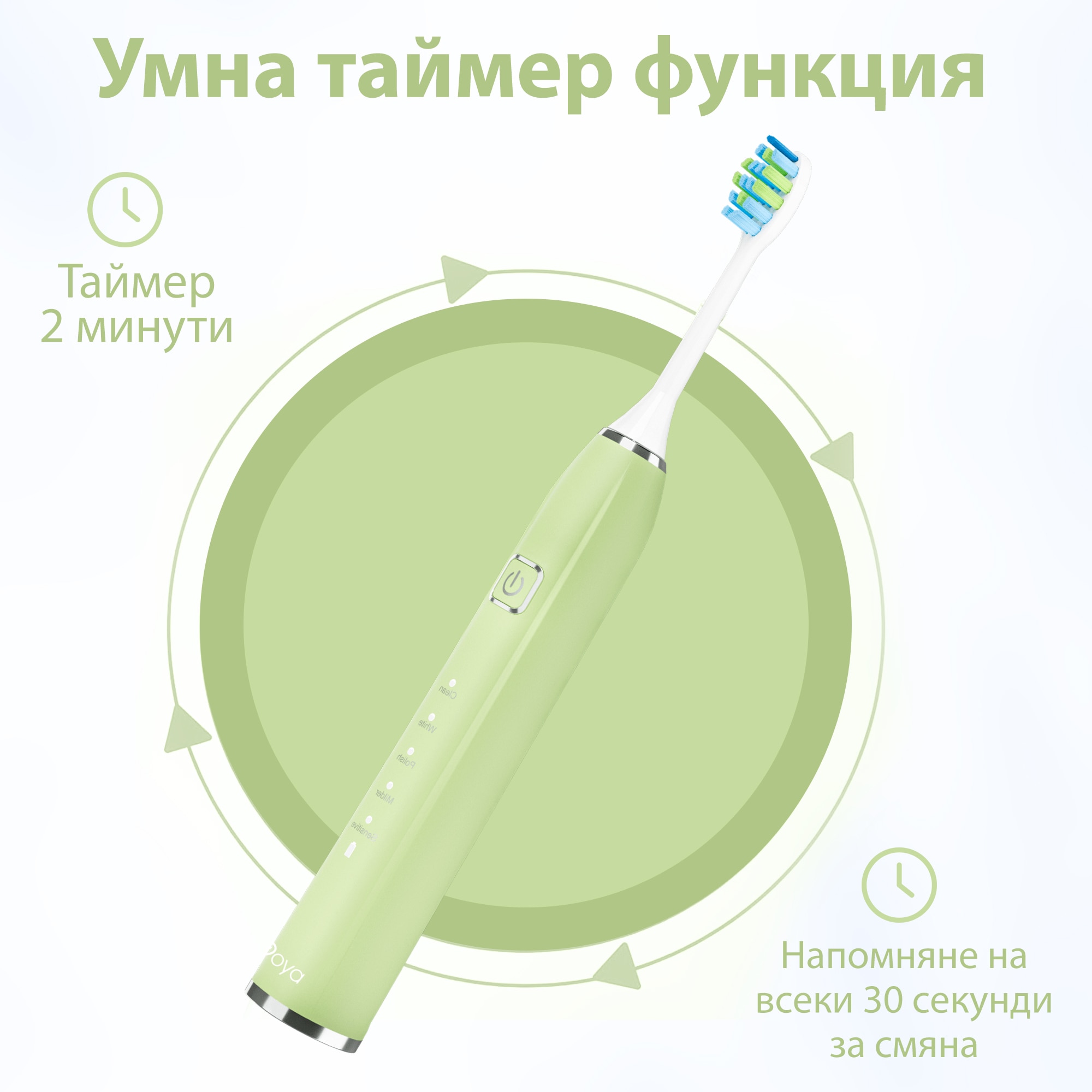 Електрическа Четка За Зъби Woya® Smart Sonic EA312, Ултразвукова 38 000 Вибрации/Минута, 5 ...