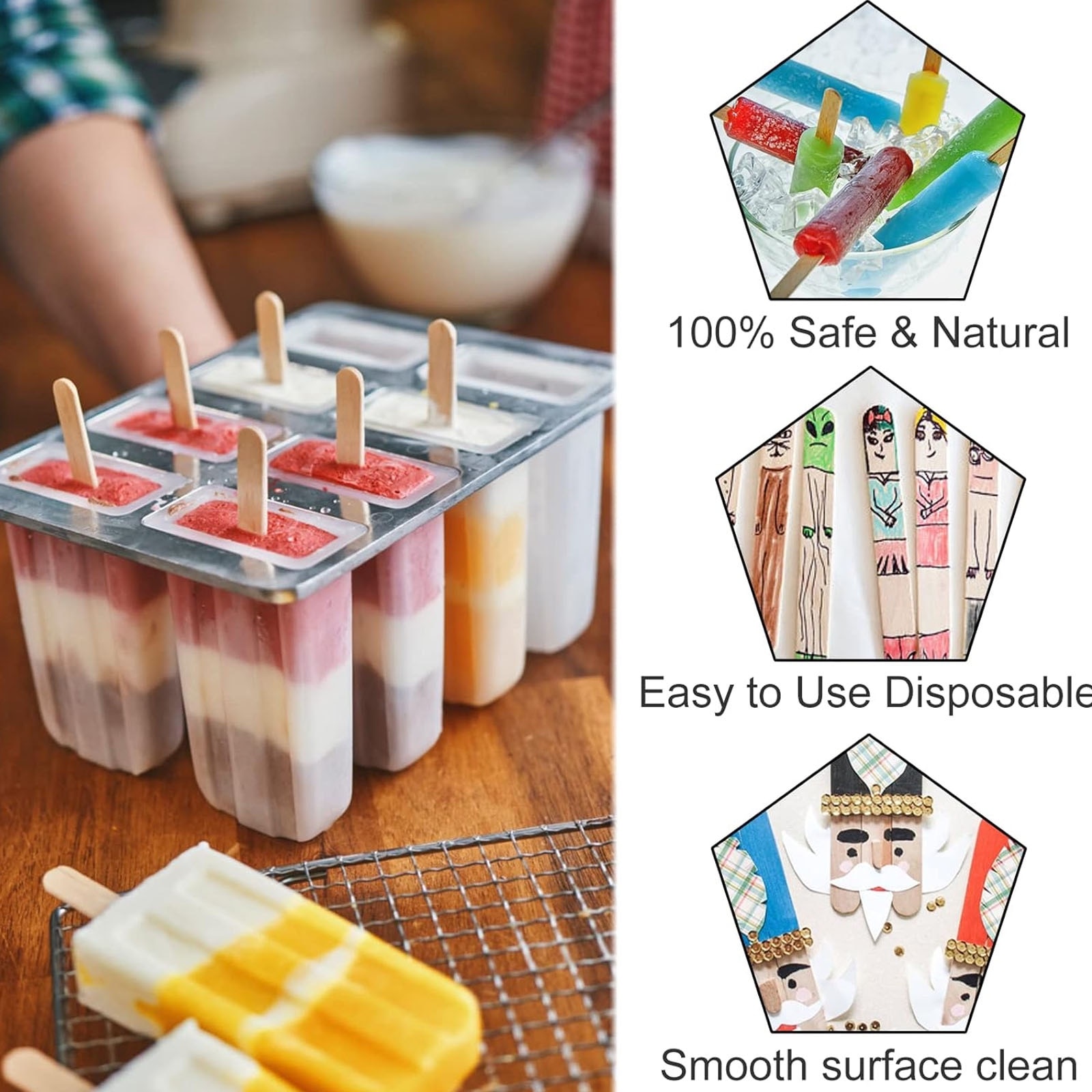 Set 400 bete natur din lemn, Hggzeg, Bete de-nghetata, Accesorii craft ...