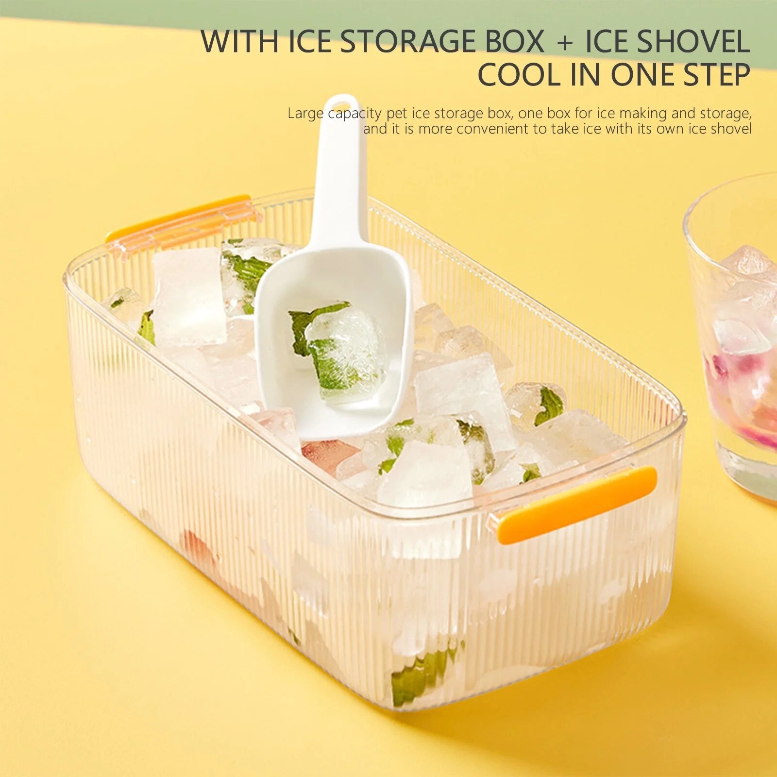 Forma cuburi de gheata, 64-lattice, capacitate mare, alb, set cu capac ...