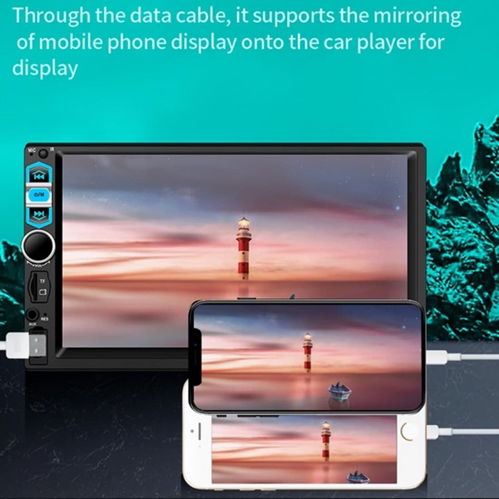 MP5 Player Multimedia, Carplay, display HD de 7 inch, Card SD, USB ...