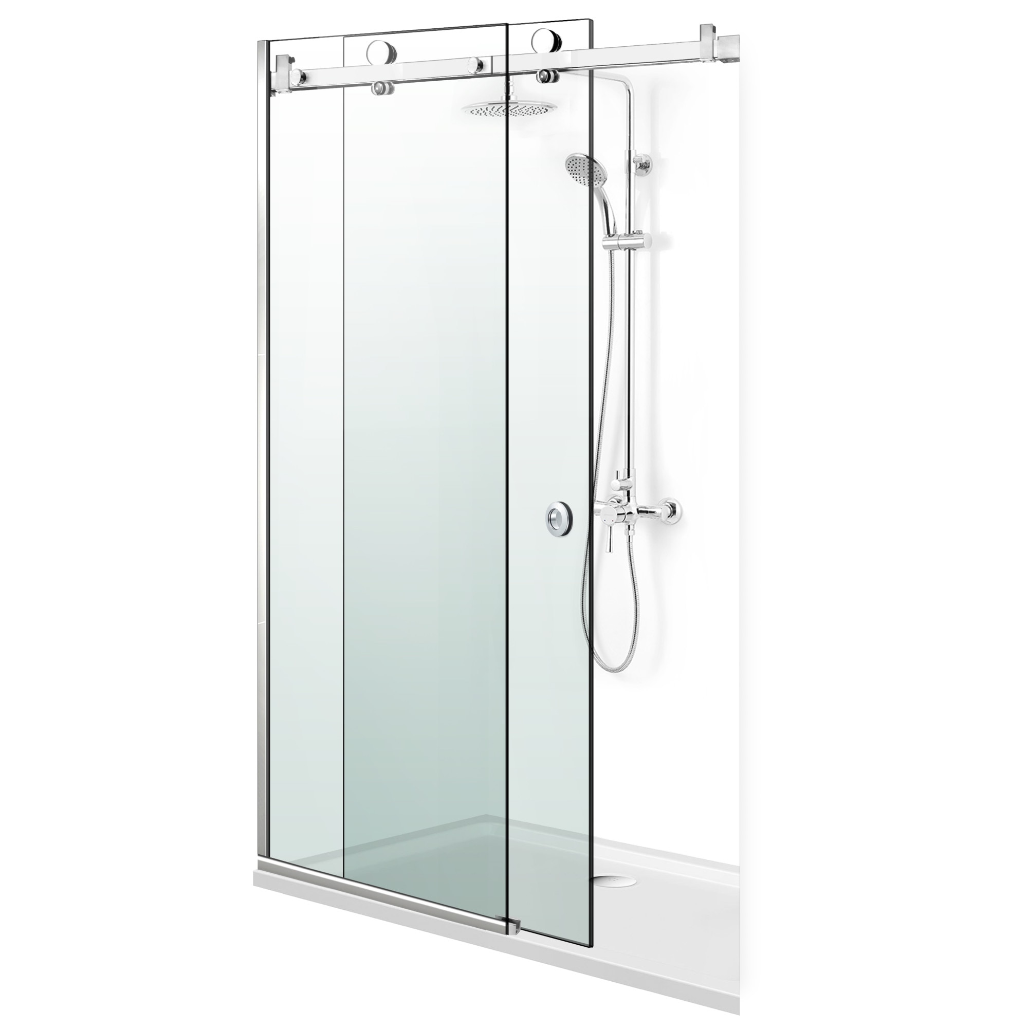 Perete dus cu usa glisanta Glissando Simple Inox, feronerie full inox ...
