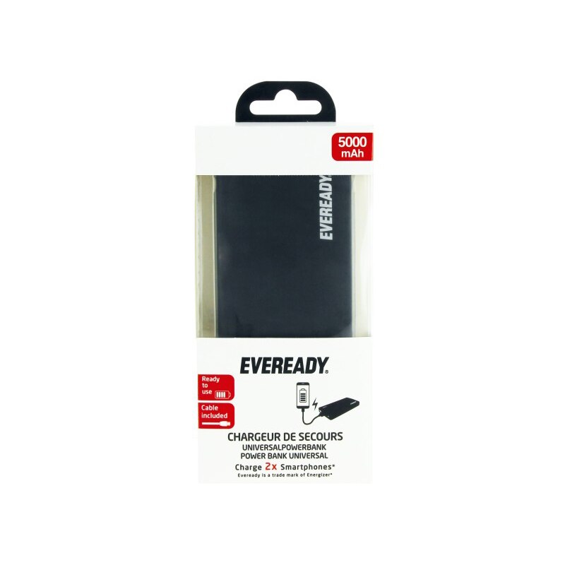 Външна батерия Eveready, 5000 mAh, Black - eMAG.bg