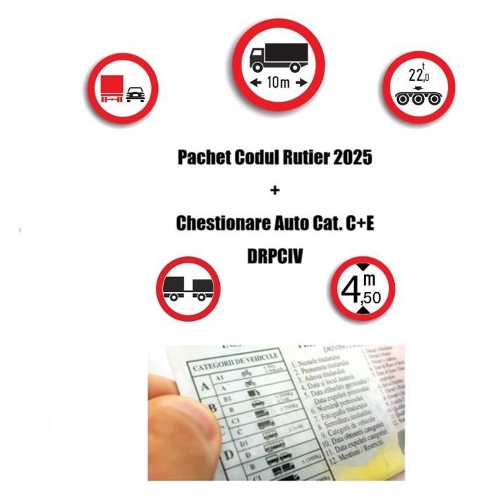 Pachet Codul Rutier 2025 + Chestionare Auto DRPCIV, Categoria C+E - eMAG.ro