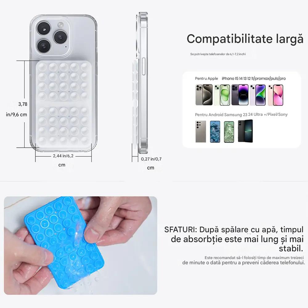 Suport pentru telefon din silicon cu ventuza, Prindere pe faianta/geam ...