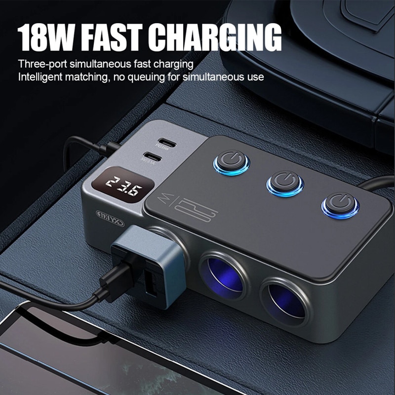 Adaptor priza auto，Adaptor priza auto 8 in 1, Fudisenn®, 120W, 3x soclu ...