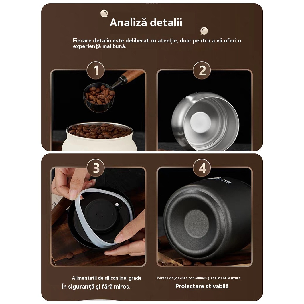 Cutie alimentara, Cutii de cafea, inox, AuriCsatic, capacitate 1.2L ...