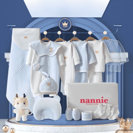 Hainute Cadou Bebe Set Alb-Albastru S 18 Piese Baby - eMAG.ro