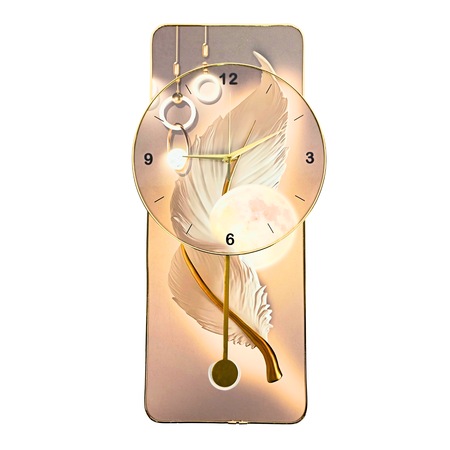 Ceas cu Pendul Clasic Analog, Galben, 30x60cm, Diametru 40cm, Mecanism ...