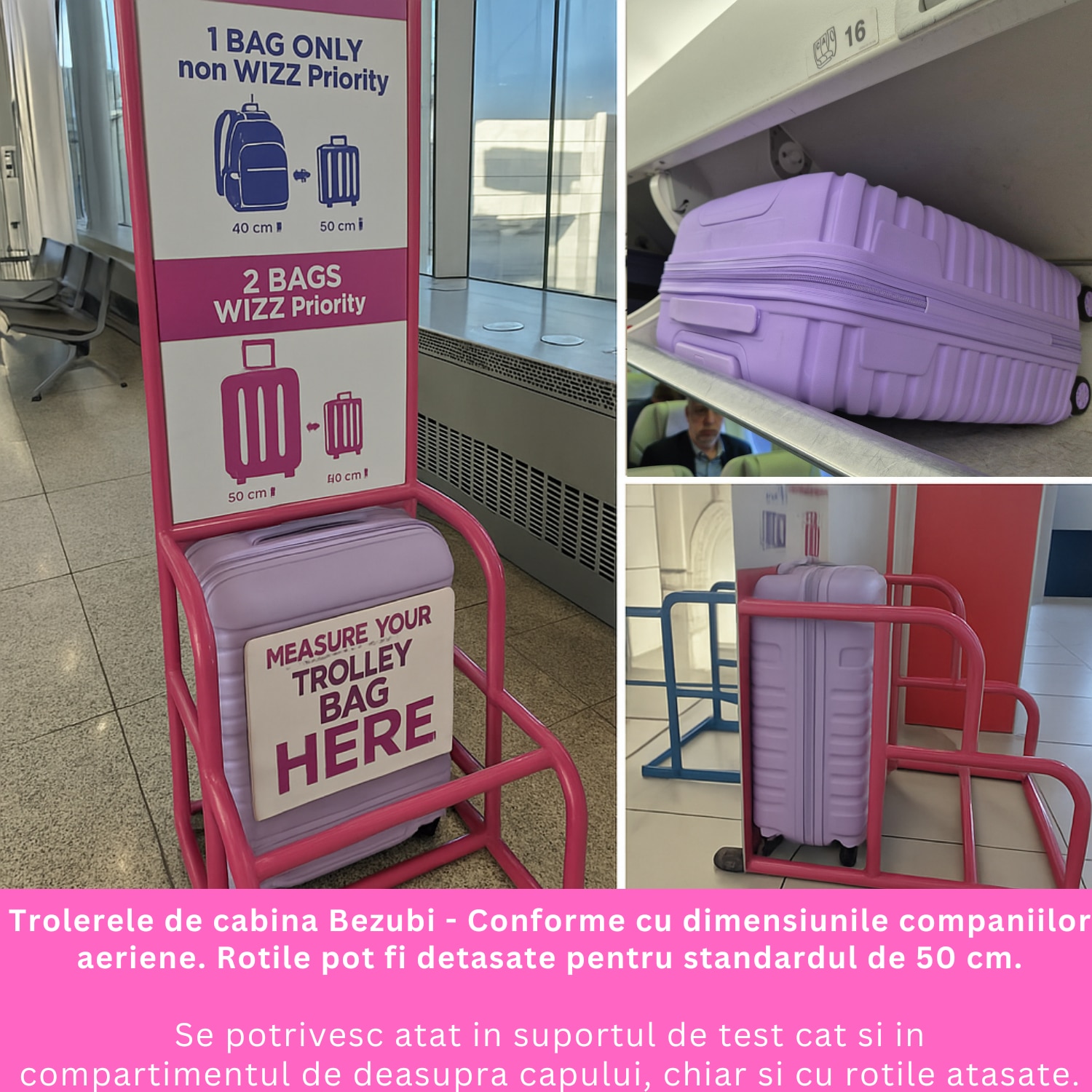 Set complet 3 trolere pentru vacanta Bezubi Easy Travel, bagaj cabina ...