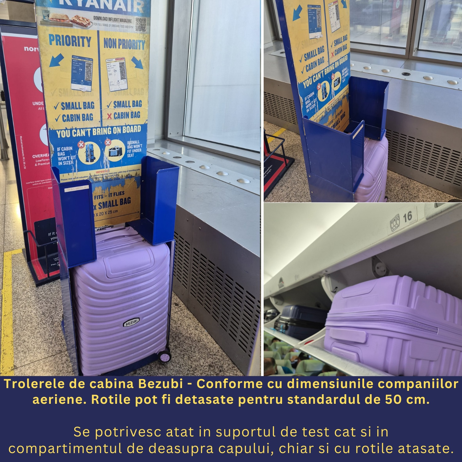 Set complet 3 trolere pentru vacanta Bezubi Easy Travel, bagaj cabina ...