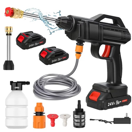 Pistol de spalat cu presiune fara fir 600W 22-30bar 24V 6000mAh cu 2 ...