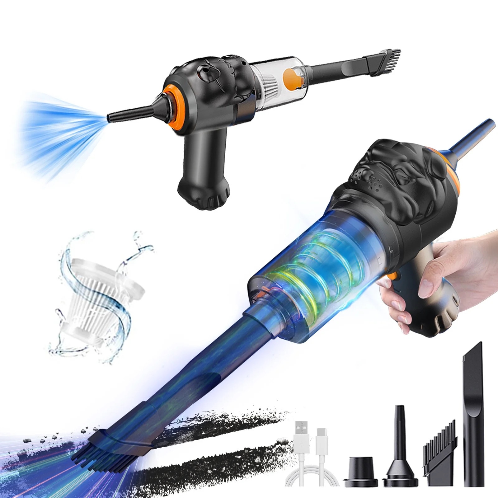 Mini aspirator auto alimentat prin USB, cu aspiratie puternica si ...